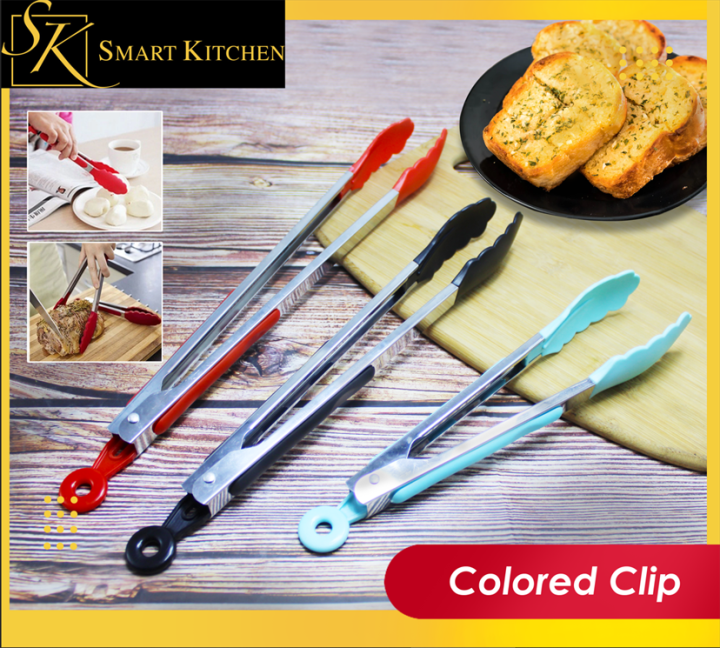 assorted colored hand tong clip cooking tools stainless steel | Lazada PH