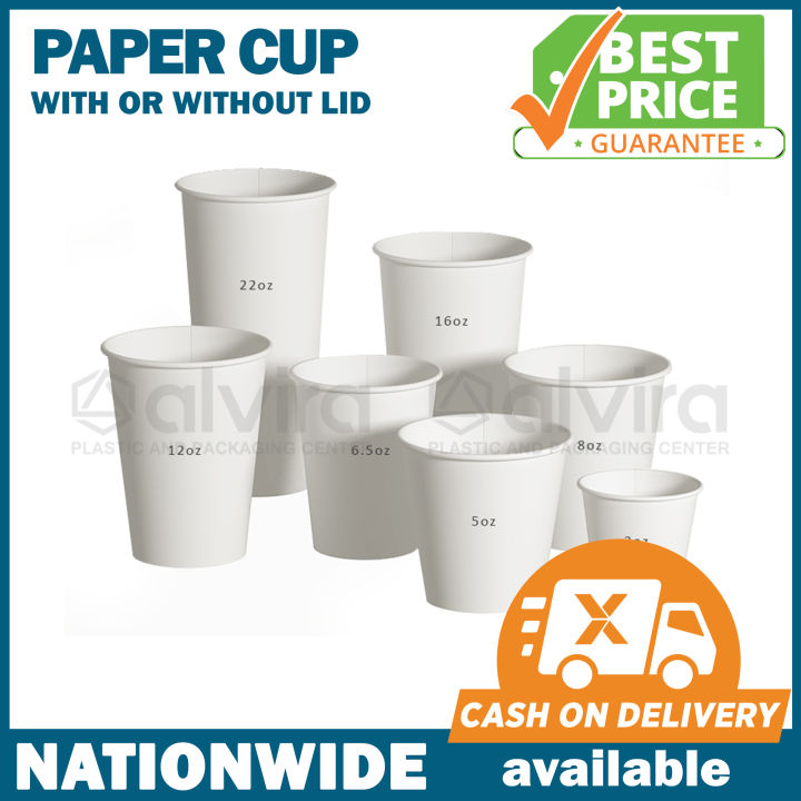 100pcs Paper Cups 6.5oz, 8oz, 12oz, 16oz and 22oz | Lazada PH