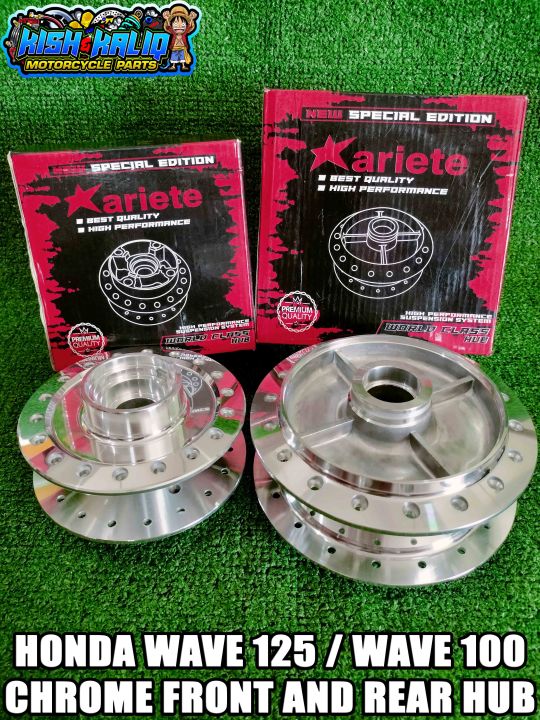 ARIETE FRONT AND REAR HUB SET CHROME FOR HONDA WAVE 125i / WAVE 100R ...