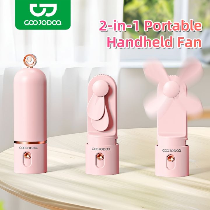 GOOJODOQ 2 in 1 Pocket Mini Handheld Fan USB 1200mAh Rechargeable ...
