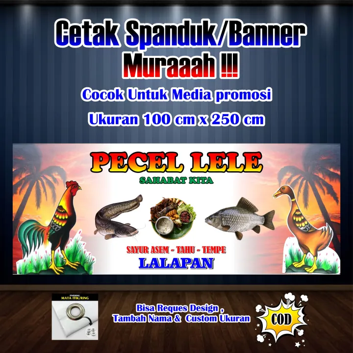 Spanduk banner Pecel Lele ukuran 250 cm x 1 meter | Lazada Indonesia