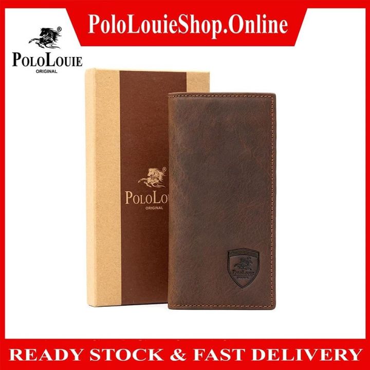 Original Polo Louie Genuine Leather Bi-Fold Long Wallet Men Multi Card ...