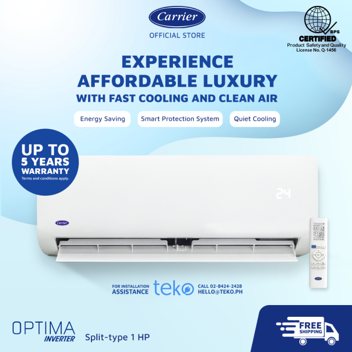 Carrier Optima Inverter Split Type Highwall Air Conditioner 1HP | Lazada PH