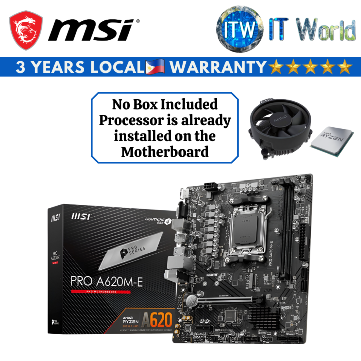 AMD Ryzen 5 7500F (Tray type) Processor with MSI Pro A620M-E microATX AM5 DDR5 Motherboard ...