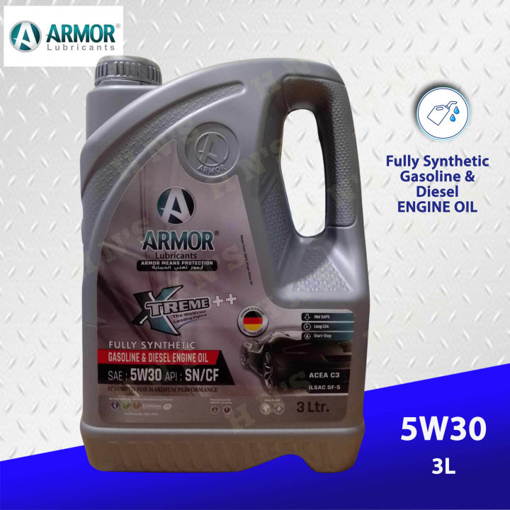 Armor Xtreme++ Fully Synthetic Gasoline & Diesel Engine Oil SAE 5W-30 3L ( 3 Liters ) | Lazada PH