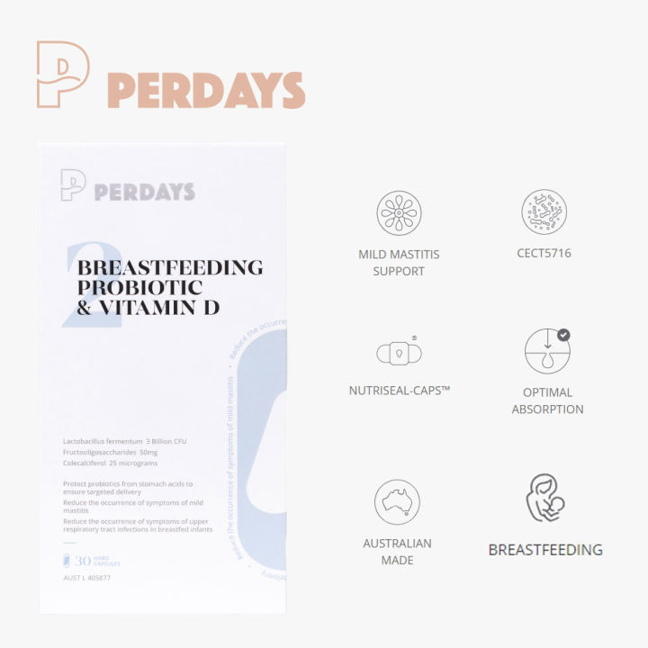 PERDAYS BREASTFEEDING PROBIOTIC & VITAMIN D Support healthy growth and development in breastfed ...