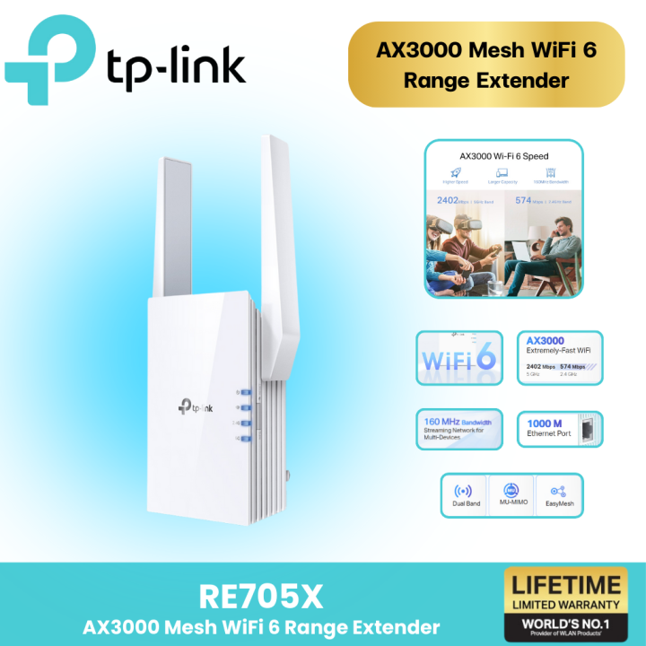 TP-Link RE705X AX3000 Mesh WiFi 6 Range Extender ขยายสัญญาณไวไฟ 2 ย่านความถี่ | Lazada.co.th