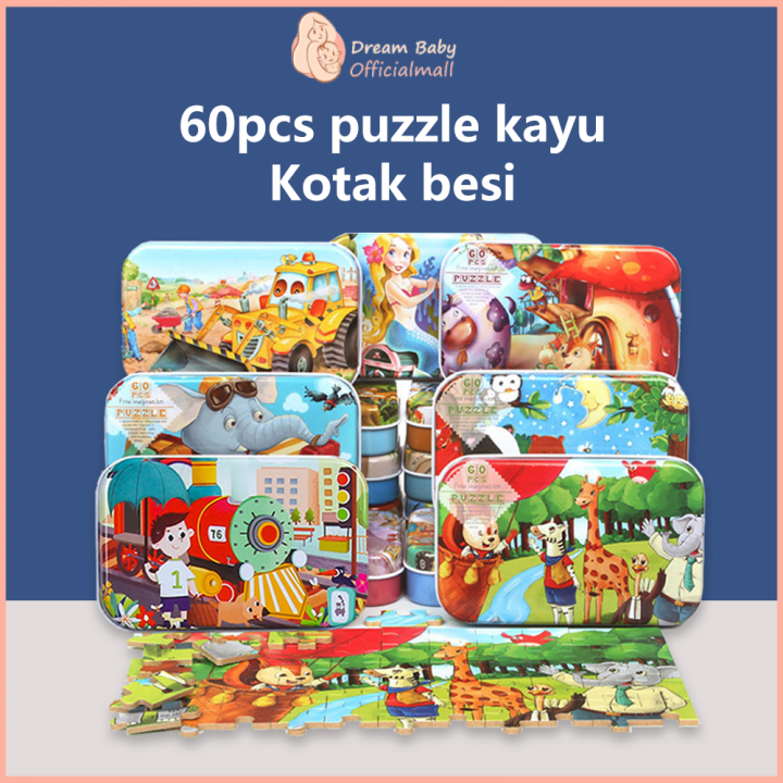 DreamBaby Puzzle 60 keping lucu/puzzle kayu kotak besi /jigsaw 60 pcs ...