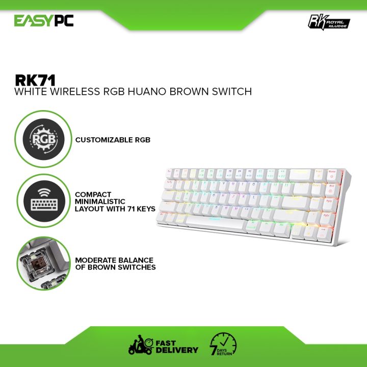Royal Kludge - RK71 Black/White, wireless, RGB, Huano - Brown/Blue ...