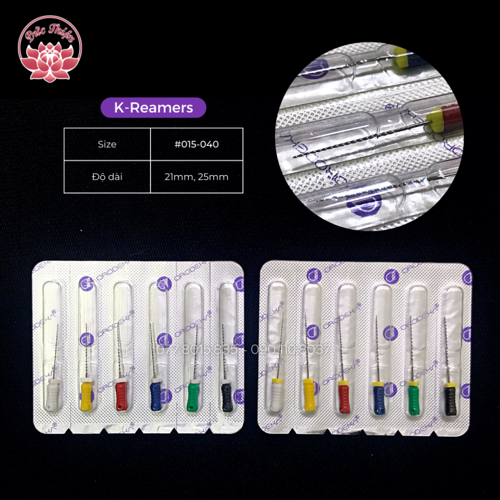 Trâm nong dũa K Files H Files Reamers Orodeka số 10-40 (Vỉ/6 trâm ...