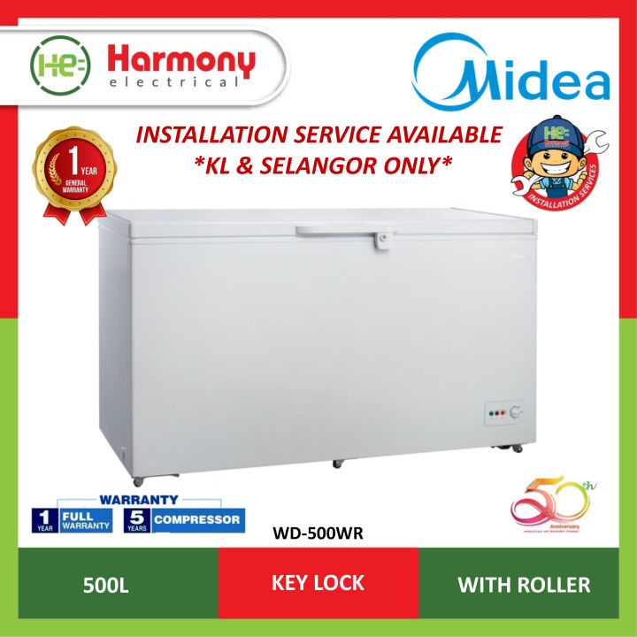 MIDEA 500L Chest Freezer WD-500WR ( Net 418L ) R290a Refrigerant ...