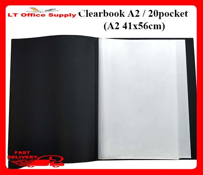 Clear book non-refillable presentation display book BLACK 20 pockets ...