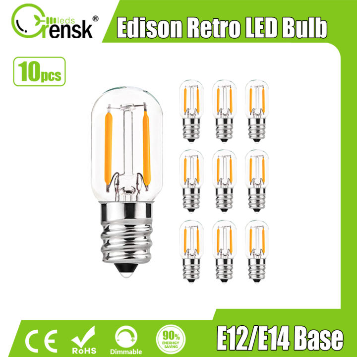 10 Packs E12 E14 Mini Led Edison Bulbs T22 1W 220V LED Filament Bulb Vintage Dimmable Warm White ...