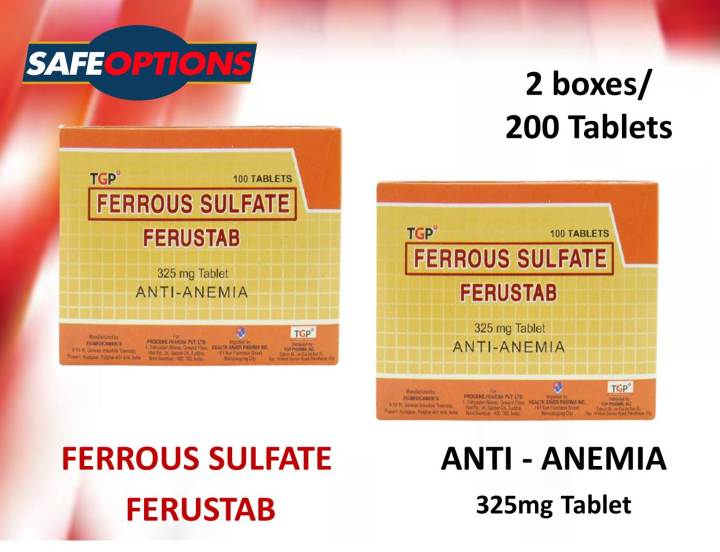 Authentic FERUSTAB Ferrous Sulfate 325mg (film coated tablet 200's ...