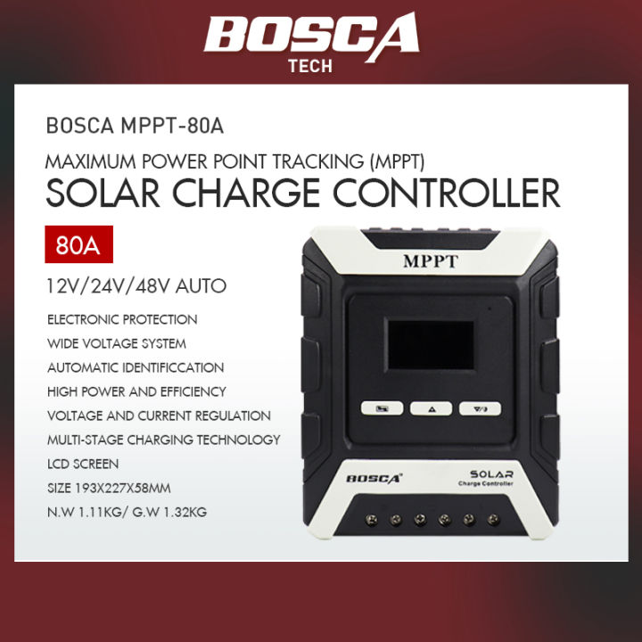 BOSCA MPPT Solar Charge Controller 10A 20A 30A 40A 50A 60A 80A Solar ...