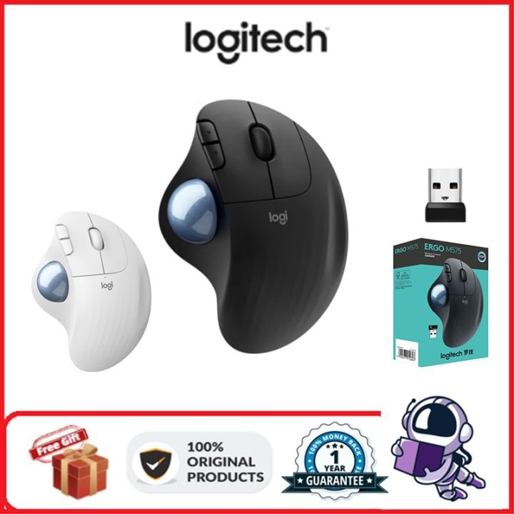 Logitech เม้าส์ ERGO M575 Wireless Bluetooth Mouse Ergonomic Design CAD ...