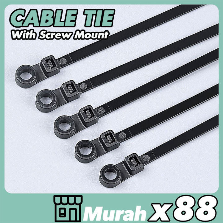 100Pcs Nylon Fixed Cable Ties with Screw Hole Multipurpose Strong Fastener For Any Type Of Wire ...