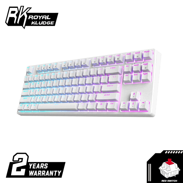Royal Kludge RK87 Tri Mode RGB 87 Keys Hot Swappable Mechanical keyboard White Red Switch ...