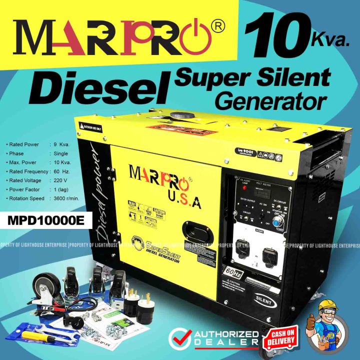 MARPRO USA 10kva 10000W Silent Diesel Generator Electric Start ...