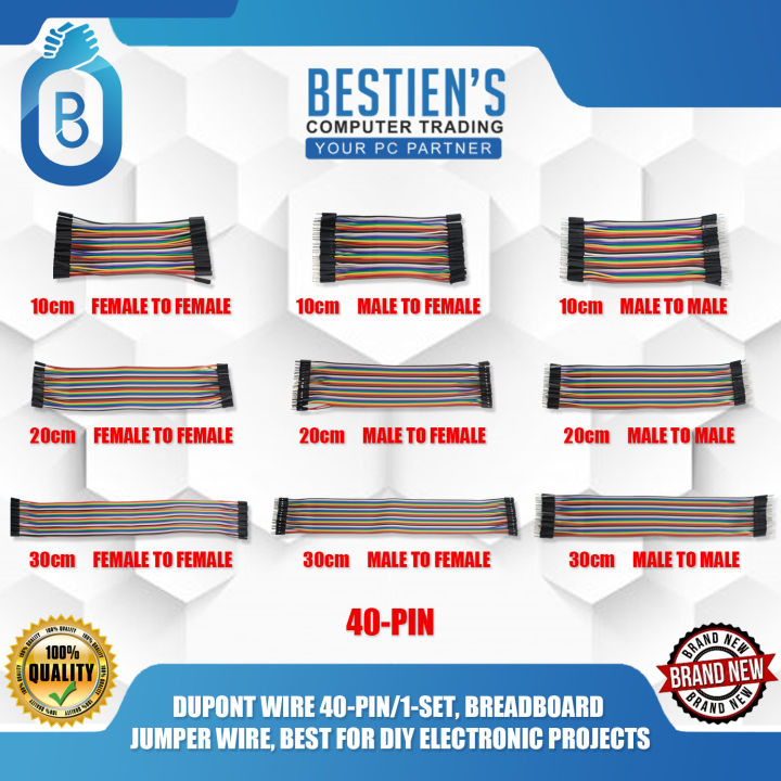 DUPONT WIRE 40-PIN/1-SET, BREADBOARD JUMPER WIRE, BEST FOR DIY ...