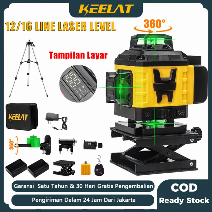 【KEELAT-KLL0001】 Laser Level 4D 16Lines/12Lines Adjustable 360° Rotary ...