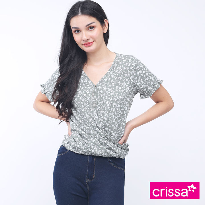 Crissa Woven Printed Rayon Short Sleeves Blouse COLT18-0101 | Lazada PH