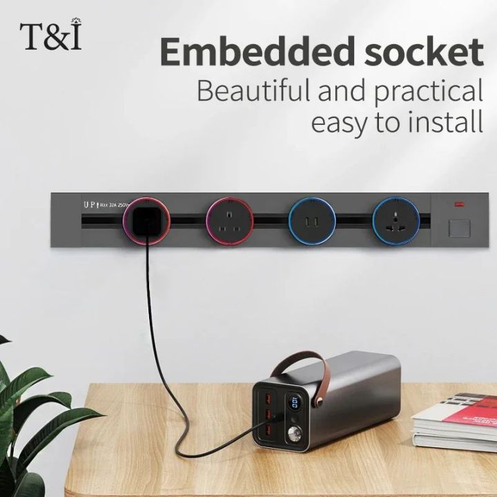 Embedded movable slide rail socket, track insertion, kitchen dedicated ...