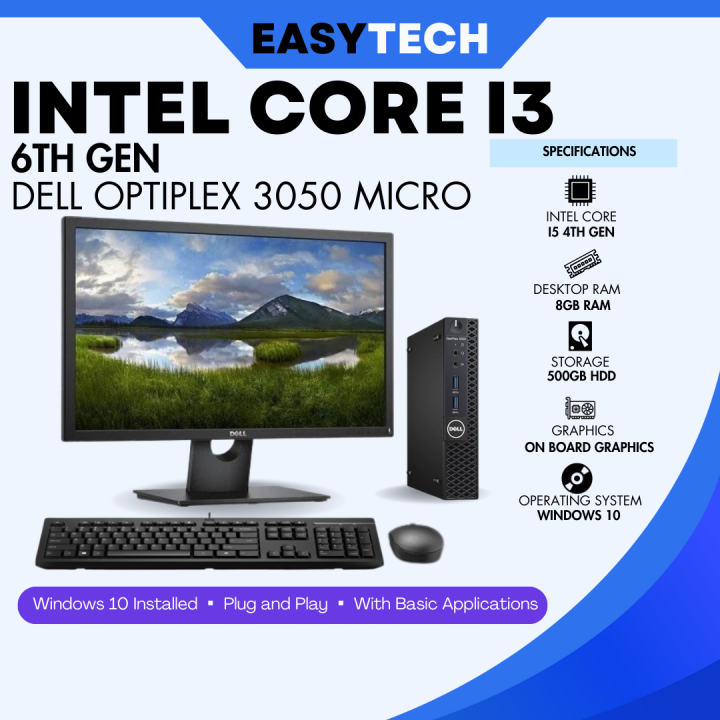 EASYTECH | Intel Core i3 6th Gen Dell Optiplex 3050 Micro PC 8GB RAM ...