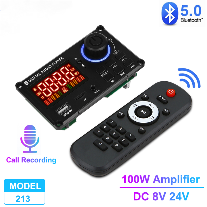 100W Amplifier Bluetooth MP3 Decoder Board 8V-24V 12V 2*50W MP3 Player ...