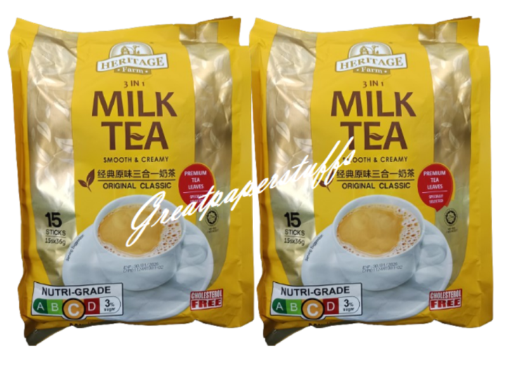 (15sticks x 36g x 8packs + Free 2gifts) Heritage Farm Milk Tea 3 in1 ...
