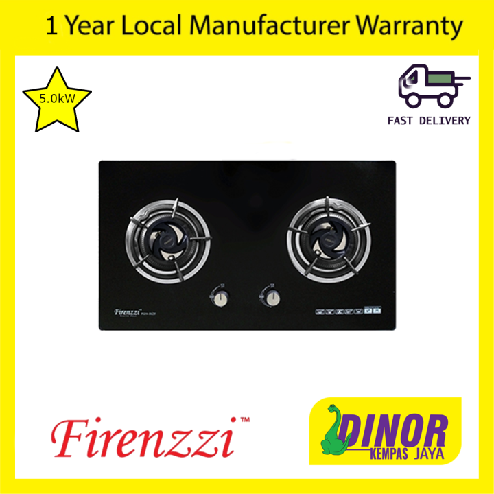 Firenzzi 2 Burner 5.0kW With Safety Device Glass Hob FGH-8628 | Lazada