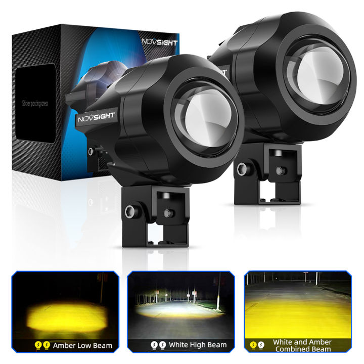 Novsight Double Color Motorcycle Driving Light 3 Lighting Modes 150W 6 ...