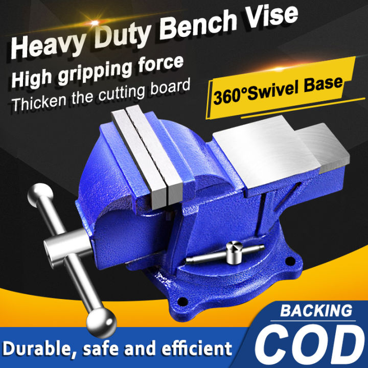 Bench Vise Original Heavy Duty Steel Swivel Clamp Bench Vise 360° Swivel Base Cast Iron Bench ...