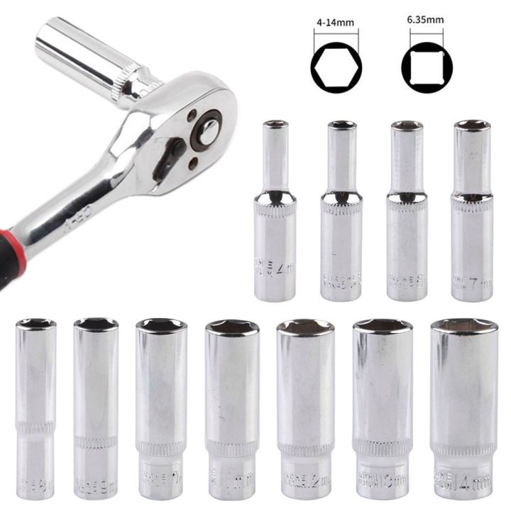 1 4 Inch 4 14mm Hex Socket Wrench Heads Impact Socket Ratchet Tool Deep Socket Adapter Chromium Vanadium Steel Impact Socket Geared Ratchets With Multiple Sizes Lazada Lazada PH
