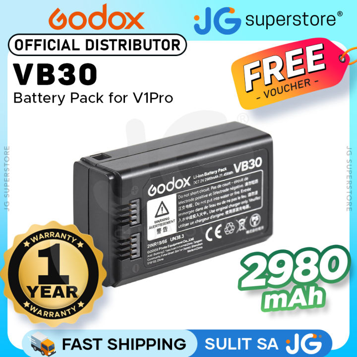 Godox VB30 Rechargeable 2980mAh Lithium-Ion Battery Pack for V1 Pro ...
