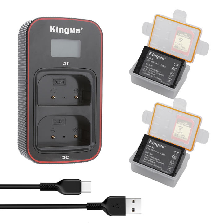 [KingMa]Olympus BLX-1 Batteries (two) and Dual Smart LCD Display USB ...