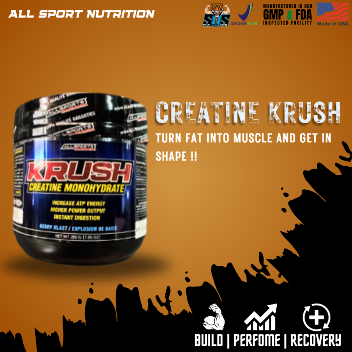 CREATINE MONOHYDRATE KRUSH 200 GRAM PENAMBAH MASA OTOT DAN POWER ...