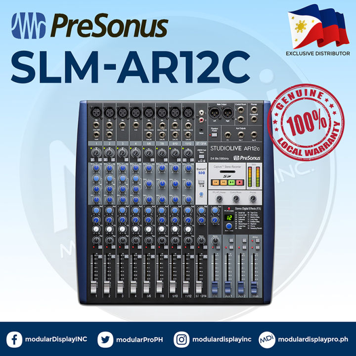 PreSonus StudioLive AR12c 12 channel Hybrid Analog Mixer with 24-bit ...