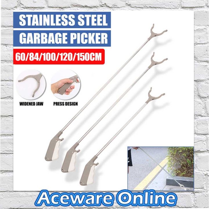 Stainless Steel Helper Stick Garbage Picker Outdoor Pickup Long Trigger ...
