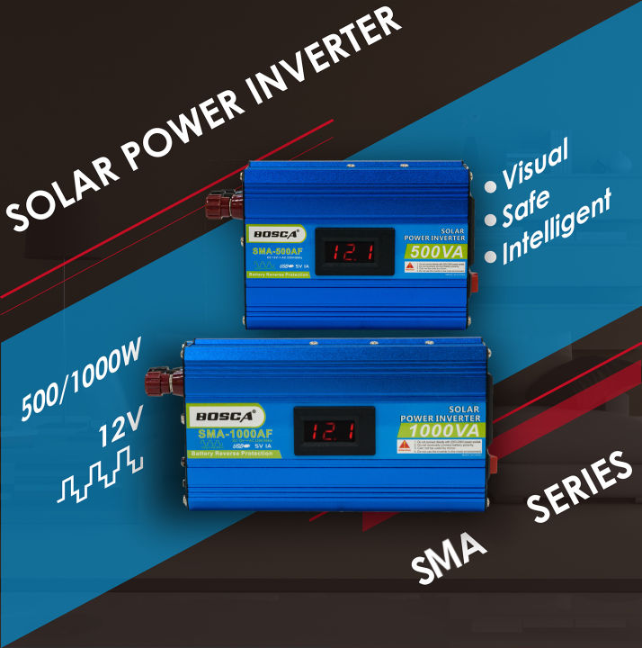 BOSCA 500W 1000W Solar Power Inverter DC12V To AC 220-230V With LED ...