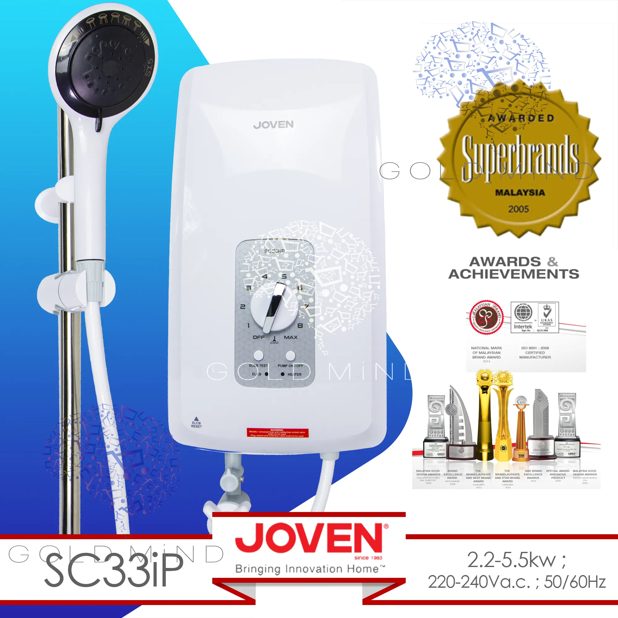 Joven Shower Heater w/ Built:In Booster Pump DC Inverter 50% Energy ...