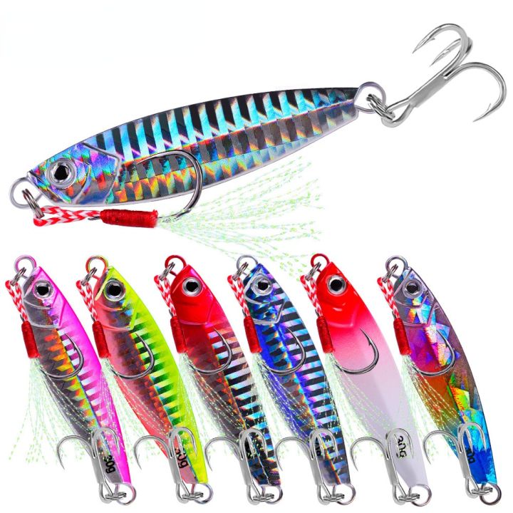 1pcs Jigging Hook Spinner Bait 7g/10g/15g/20g/30g Laser Metal Jig Umpan Casting Spoon Fishing ...