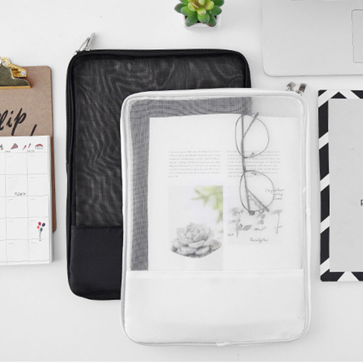 Big Size Mesh Zipper File Bag Translucent Book Storage Document Box ...