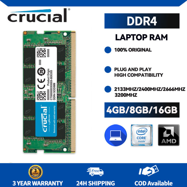 【Free Shipping】Crucial DDR4 RAM 4GB 8GB 16GB Laptop Memory 2133MHz 2400MHz 2666MHz 3200MHz ...