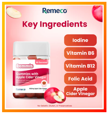 Remmis Gummies With Apple Cider Vinegar 1000mg / Enriched with Vitamin ...