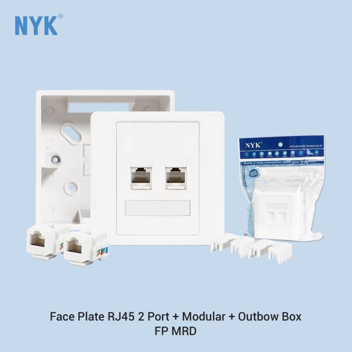 NYK Wall Face Plate Socket Lan Modular Rj45 2 Port | Lazada Indonesia