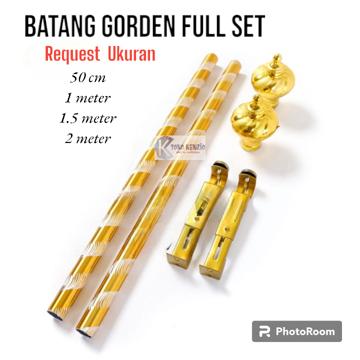 Full Set Batang Gorden / Besi Gorden / Tiang Gorden Jendela Pintu ...