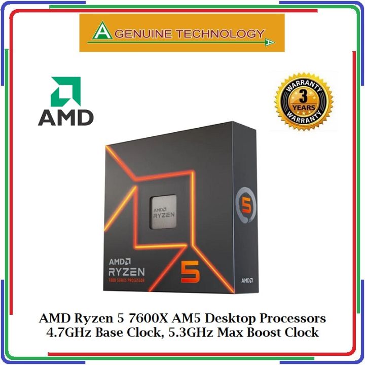 Amd Ryzen 5 7600x Desktop Processors 4 7ghz Base Clock 5 3ghz Max Boost Clock 105w Cpu