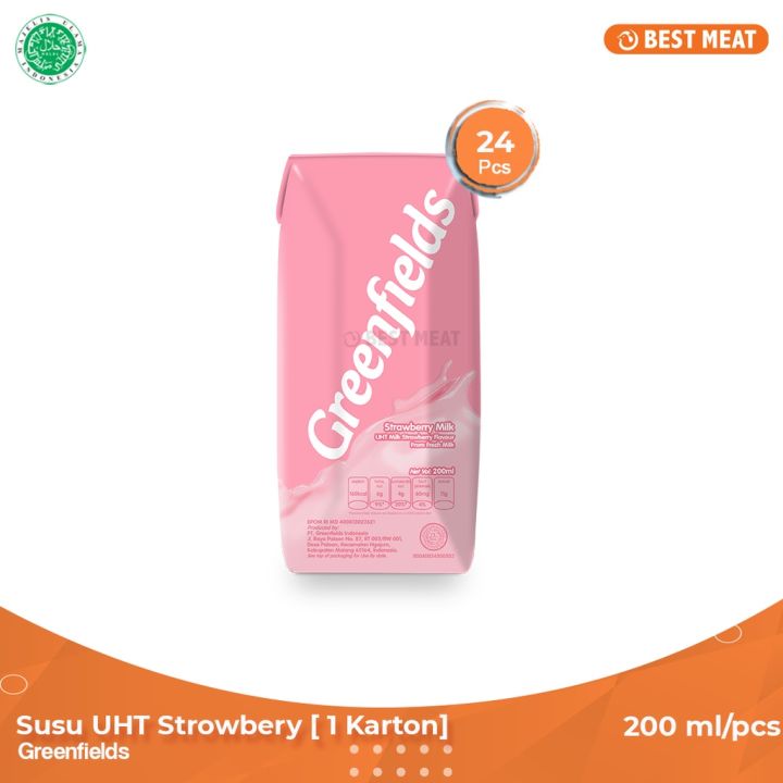 Susu Greenfields UHT Strawberry 200 ml - Isi 24 pcs | Lazada Indonesia