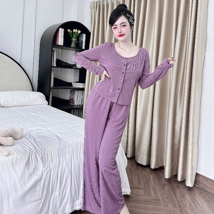 Hisexy Bộ ngủ nữ dài tay set ngủ nữ dài tay đồ bộ nữ thun tăm dài tay ...